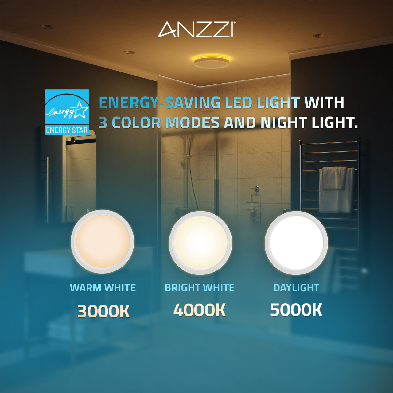 EF-AZ107WH - ANZZI Midnight Series 100 CFM Ceiling Mount Bathroom ...