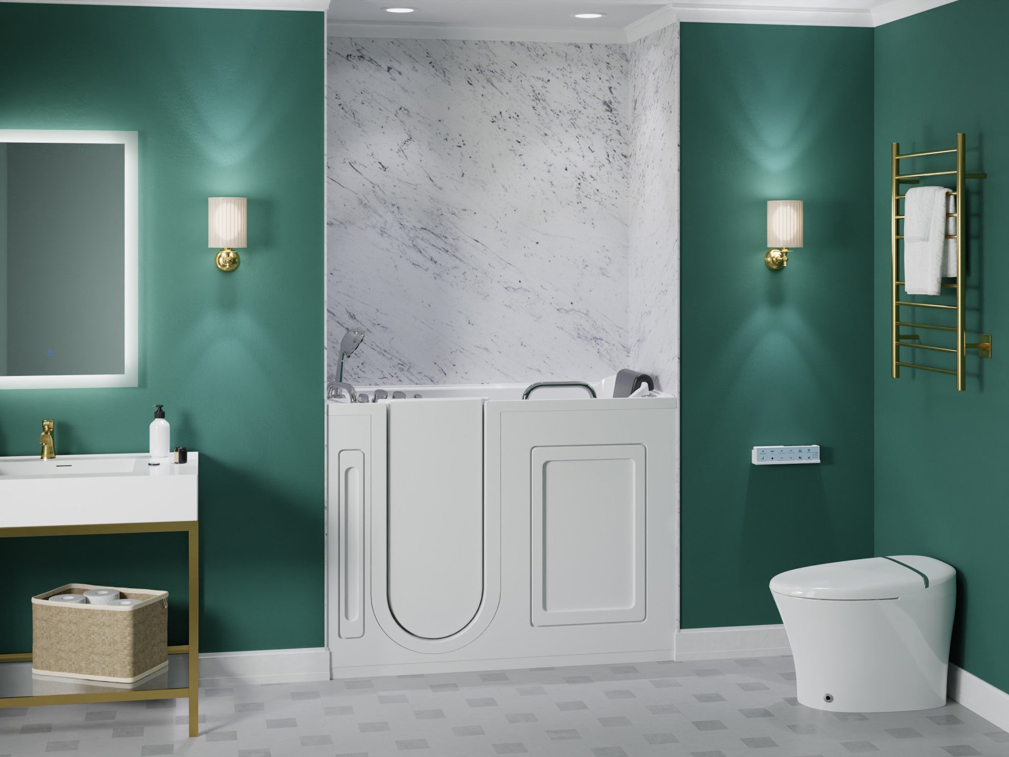 2753FLWL - ANZZI Left Drain FULLY LOADED Walk-in Bathtub with Air Jets ...